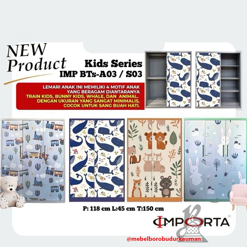 Jual IMPORTA Lemari Pakaian Plat Besi Sliding 118-IMP BTs S03-LEMARI ...