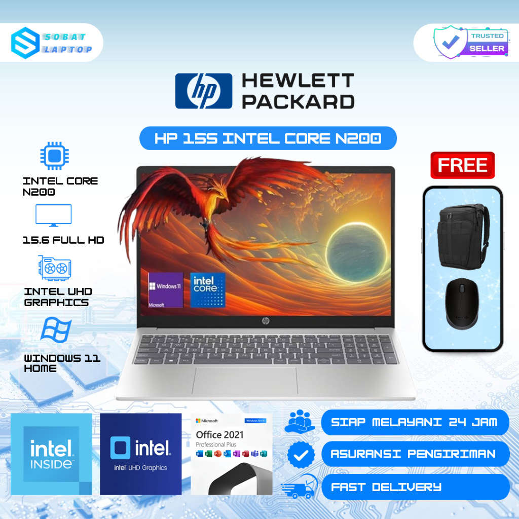 Jual Laptop Hp 15 Intel Core N200 RAM 16GB 256GB SSD 15.6" Full Hd ...