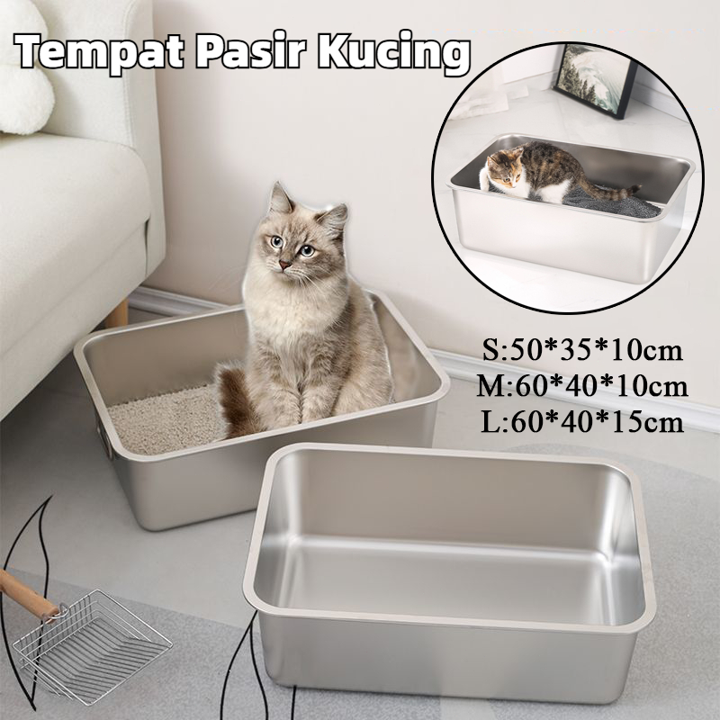 Jual Tempat Pasir Kucing Stainless Ukuran Besar/Tempat Poop Anjing ...