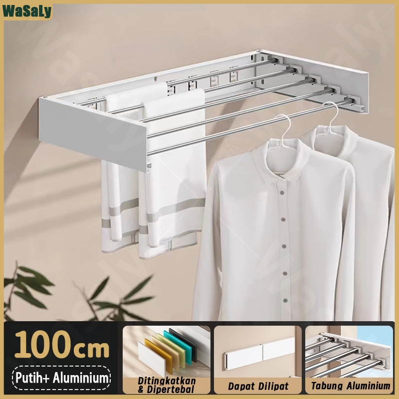 Jual 【Folding】80&100cm Rak Jemuran Lipat Tempel Dinding / Jemuran Baju ...