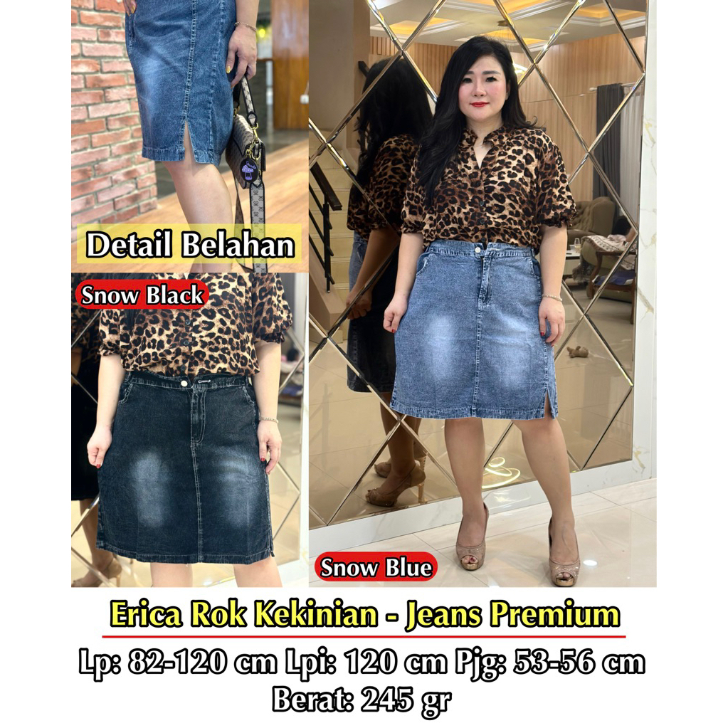Jual FINA BIGSIZE - (ERICA ROK BIGSIZE JEANS) ROK PENDEK WANITA JUMBO ...