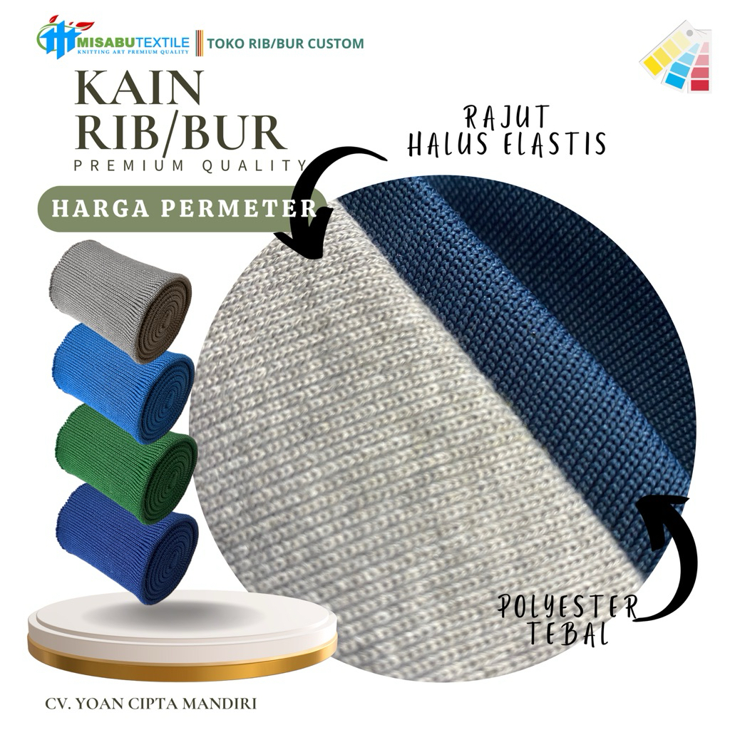 Jual Kain rib/bur jaket hoodie varsity premium polosan warna lengkap ...