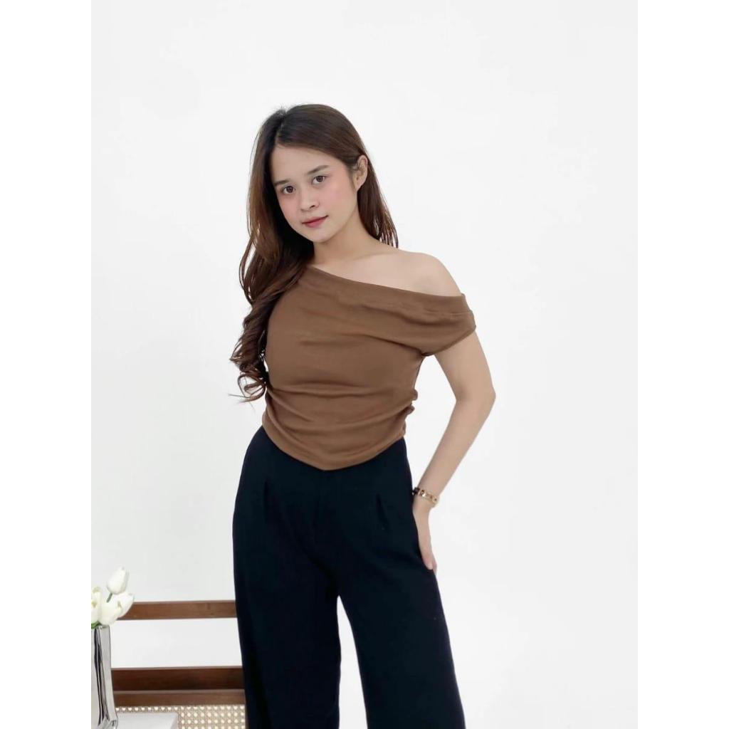 Jual Diva Top Sabrina Rib Stretch Elegan | Shopee Indonesia