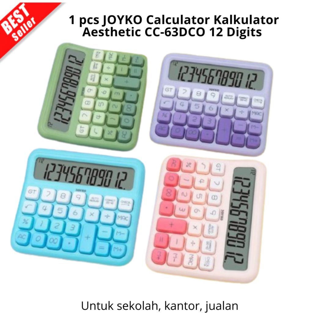 Jual JOYKO Calculator KalkulatorAesthetic CC-63DCO 12 Digits Check ...