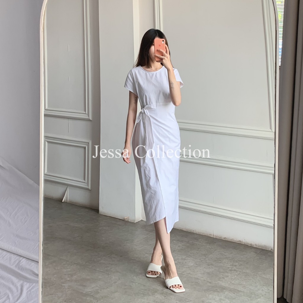 Jual Premium Liv Tied Dress TH 213 COTTON Gaun Panjang Pesta Simple ...