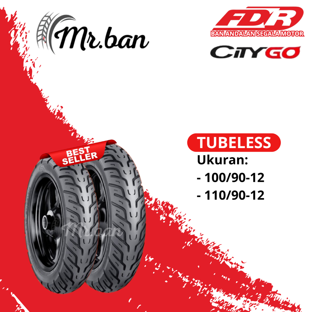Jual BAN MOTOR SCOOPY RING 12 FDR CITY GO TUBELESS 100/90 110/90 ...