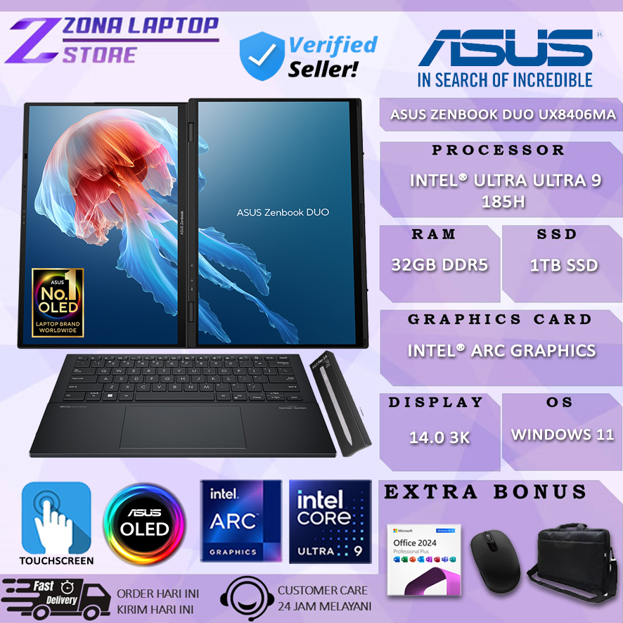 Jual Asus Zenbook Duo Oled UX8406MA Intel Ultra 9 185H 32GB 1TB SSD ...