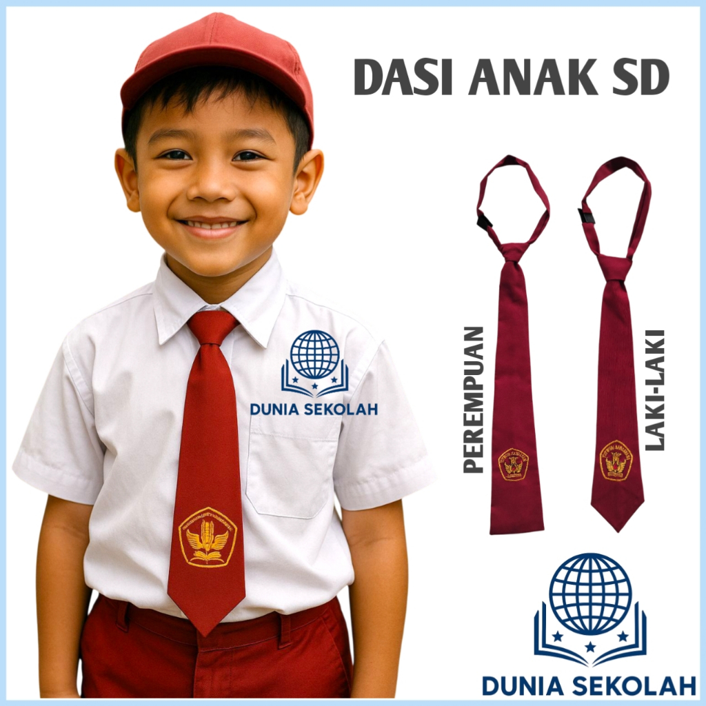 Jual DUNIA SEKOLAH - DASI SD FAMATEX BORDIR PEREKAT DASI MERAH ANAK ...