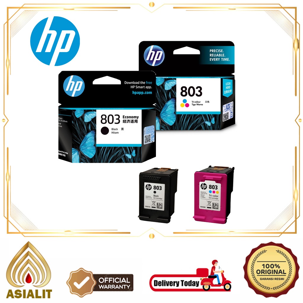 Jual Cartridge HP 803 Tinta Printer Black Economy Hitam Color Colour ...
