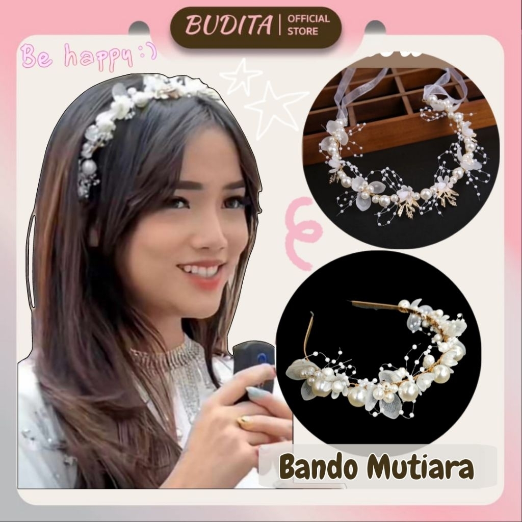 Jual BDT - Bando Bunga Mutiara Korea Style Kekinian Hiasan Kepala ...