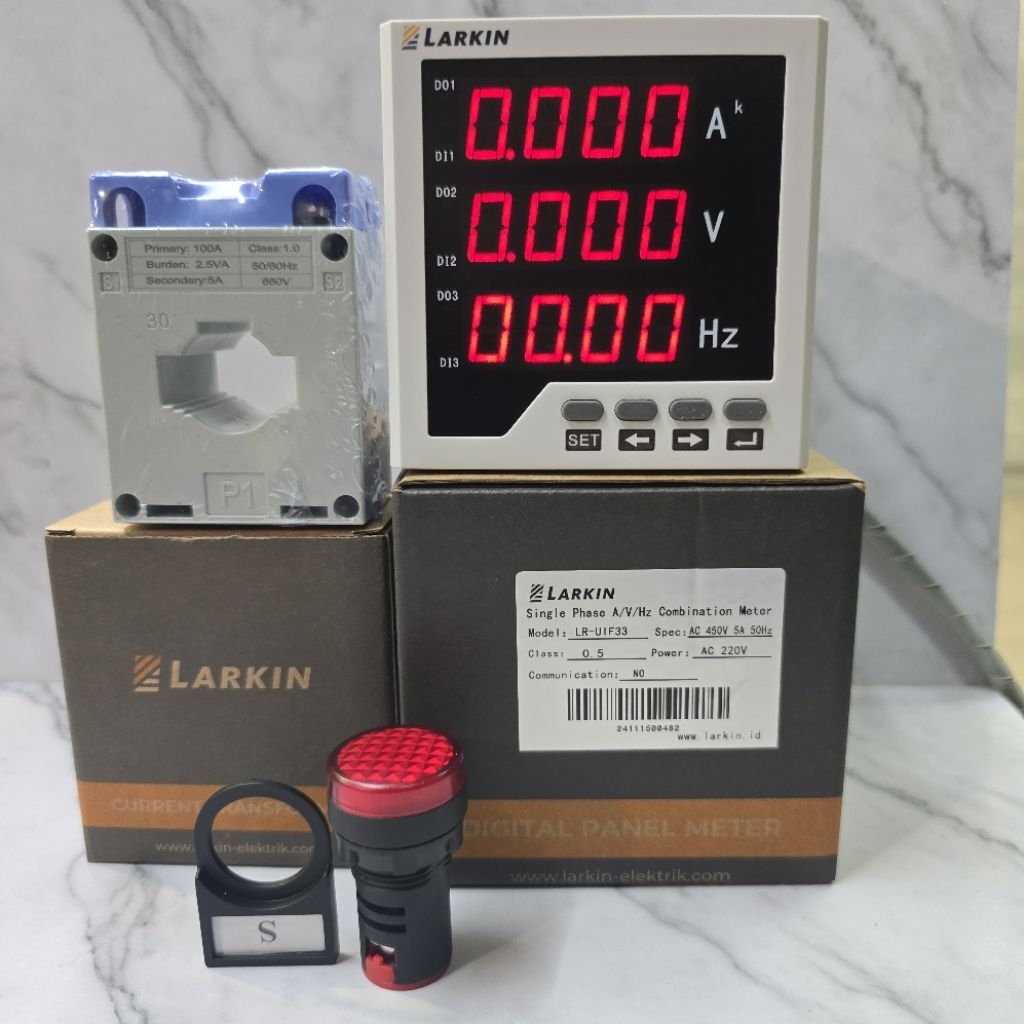 Jual LARKIN PAKET DIGITAL PANEL METER 1PHASE LR-UIF33 + CT + PILOT LAMP BONUS LEGEND PLATE S ...
