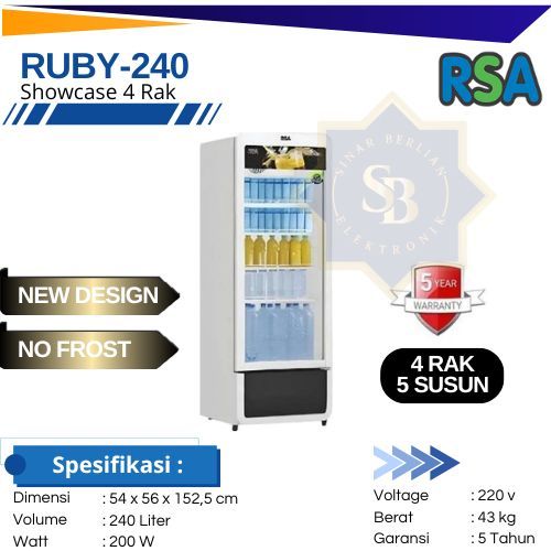 Jual RSA Showcase 1 Pintu 240 Liter Cooler RUBY-240 Lemari Pendingin ...