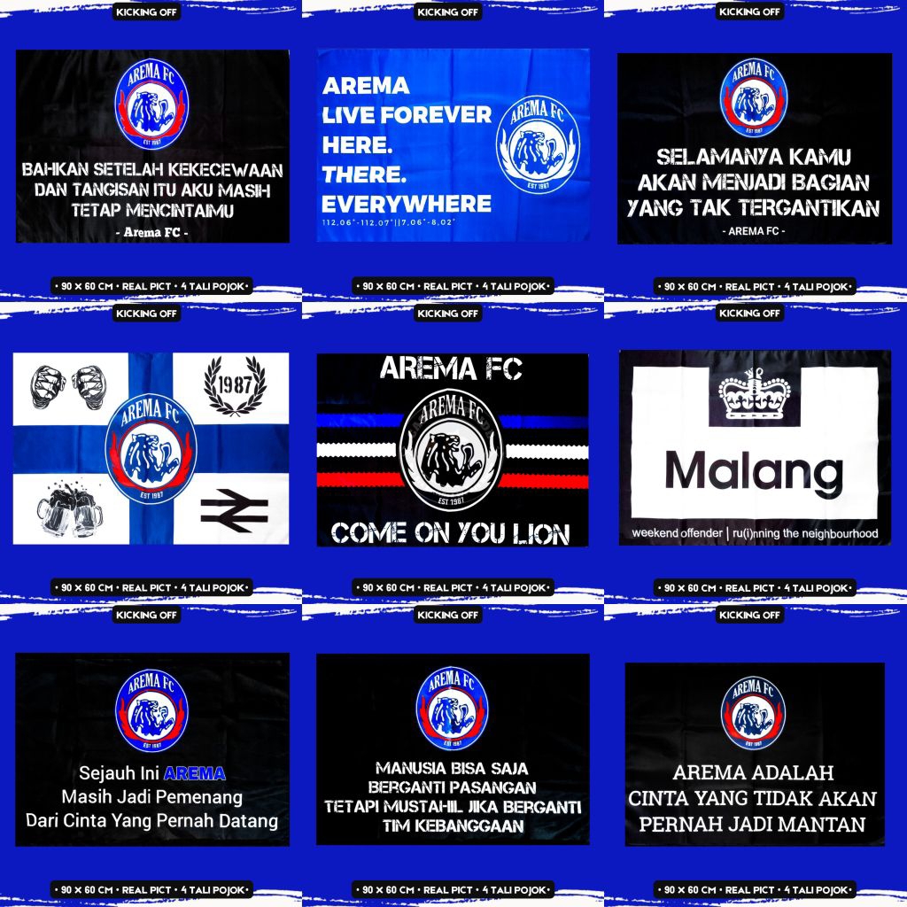 Jual Bendera Arema Variasi 4 Tali Pojok - Ultras Casuals Curva Sud 1987 ...