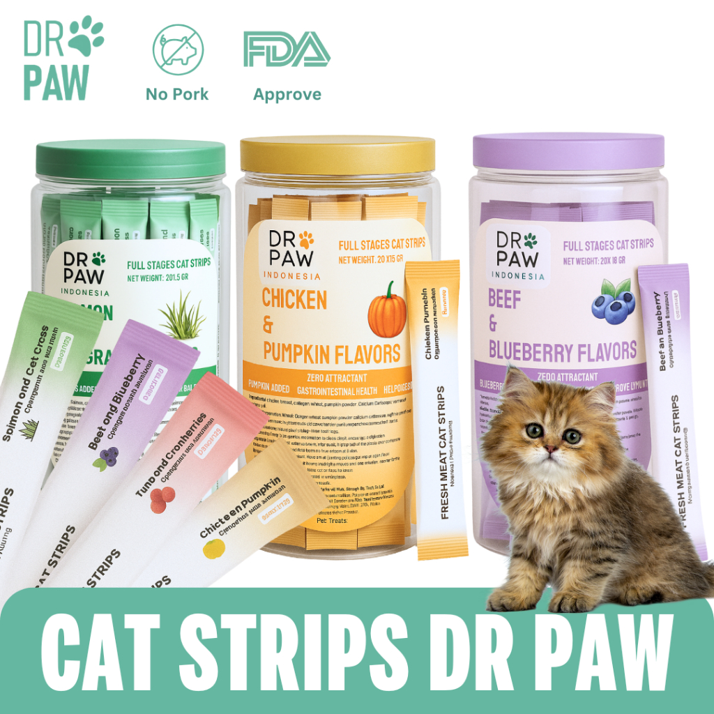 Jual DR PAW CAT STRIPS FUNGSIONAL SNACK KUCING UNTUK KUCING DEWASA DAN ...