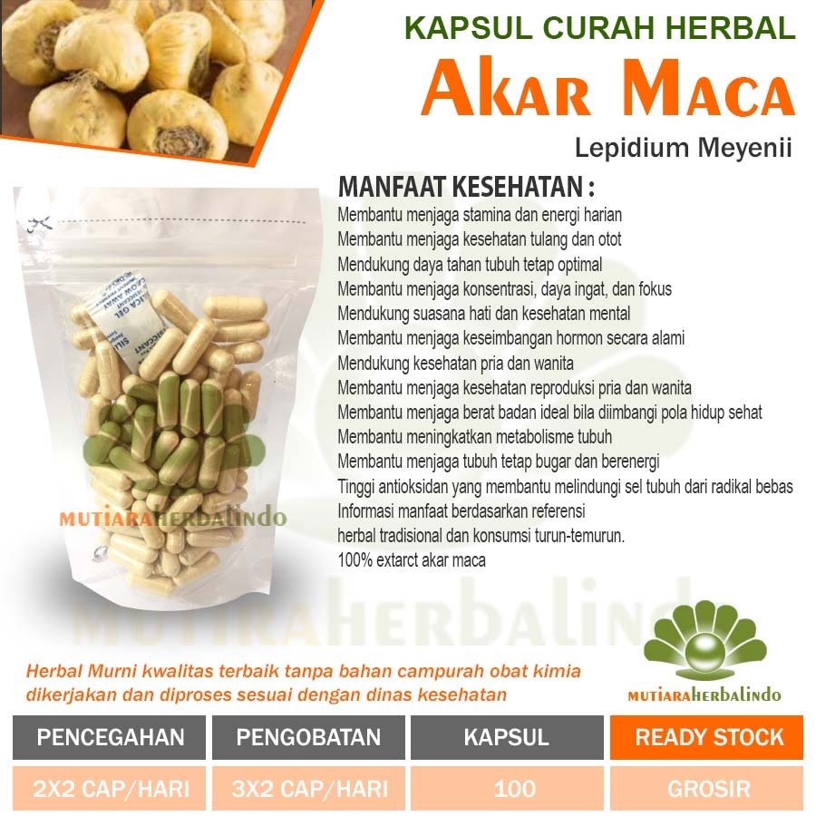 Jual Kapsul Curah Herbal Akar Maca 100 Caps Jaga Stamina & Dukung ...