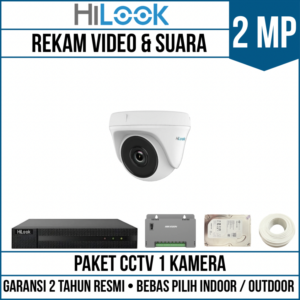 Jual PAKET CCTV HILOOK 2MP 4 CHANNEL 1 CAMERA KAMERA CCTV TURBO HD | Shopee Indonesia