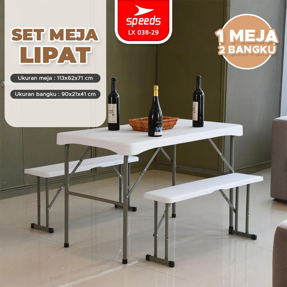 Jual SPEEDS Meja Lipat Jualan Plastik SET 113x62x71cm Folding Table ...