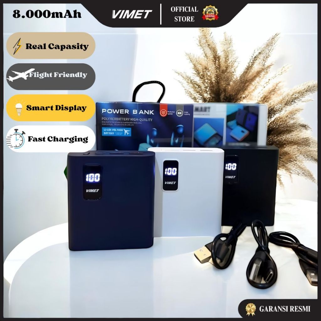 Jual VIMET V9 Powerbank Vimet 8000mAh / 3.7V Fast Charging With LED ...