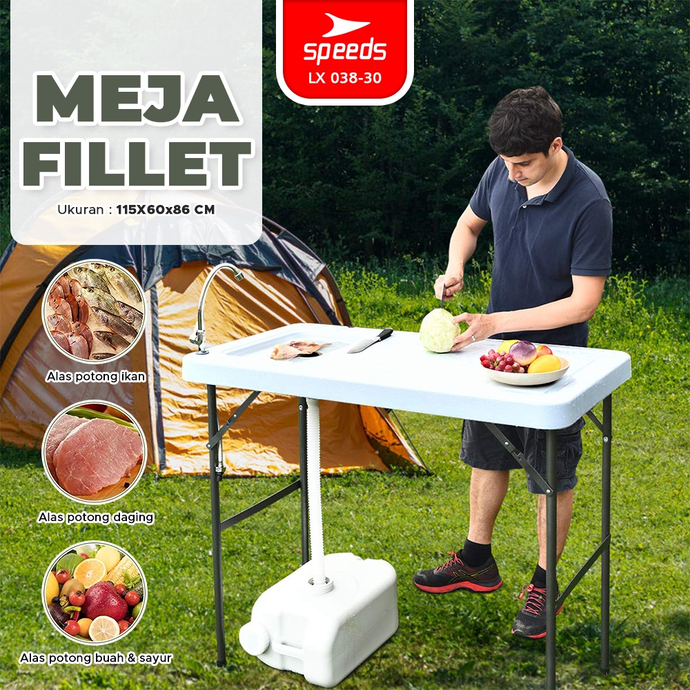 Jual SPEEDS Meja Wastafel 115x60x86cm Portable Fish Cleaning Table Meja ...