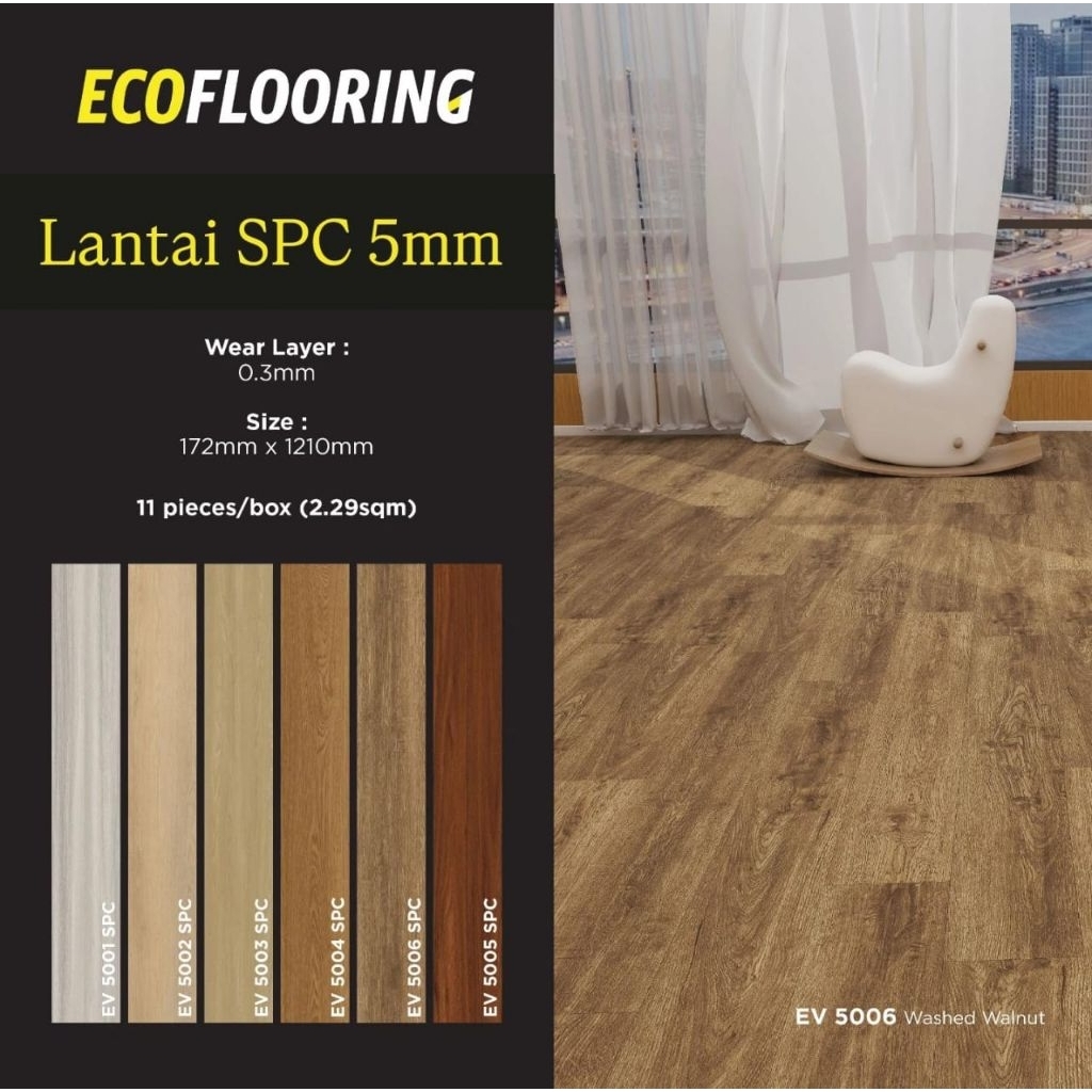 Jual Lantai SPC ECO FLOORING 5mm by TACO Model Klik Sistem 1 dus isi 2,29 m motif kayu dan luas ...