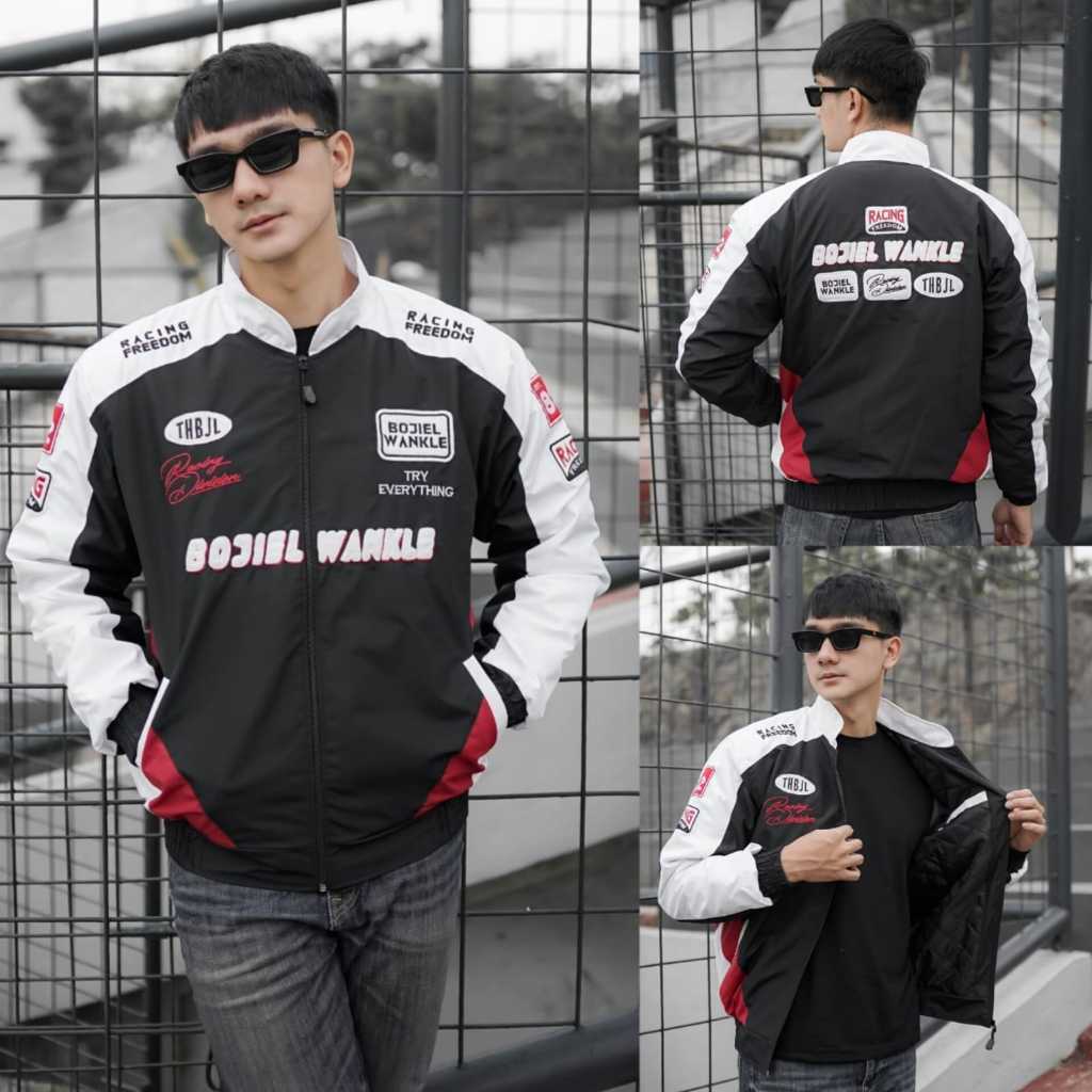 Jual Nascar Jacket Racing Speed Rider Black White Jaket Varsity Pria Wanita Jaket Motor Sunmory ...