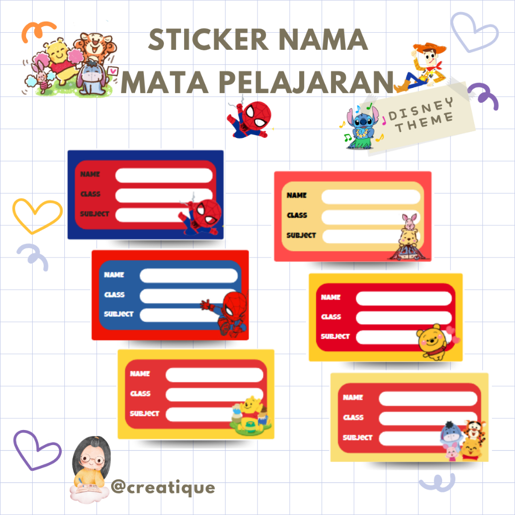 Jual [10Pcs] Stiker Label Buku Mata Pelajaran | Sticker Buku Nama ...
