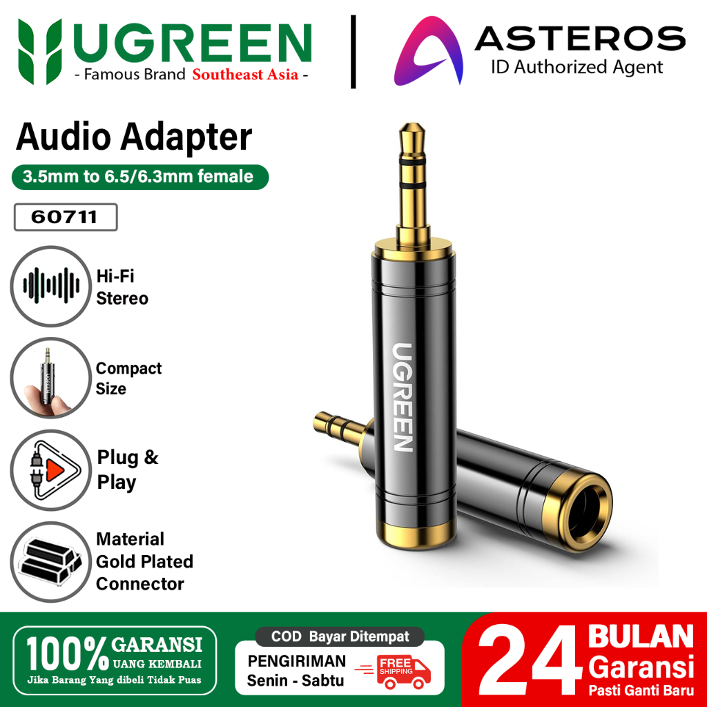 Jual UGREEN Converter Jack Mic Audio 6.5mm Female to 3.5mm Male Audio Adapter | Shopee Indonesia