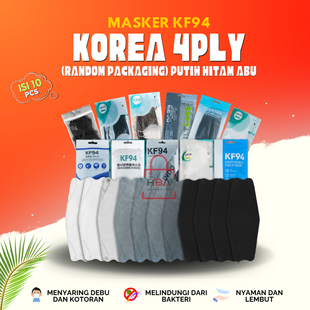 Jual Masker KF94 Isi 10PCS HITAM PUTIH ABU KOREA PACK Premium Import Original Masker Medis KF ...
