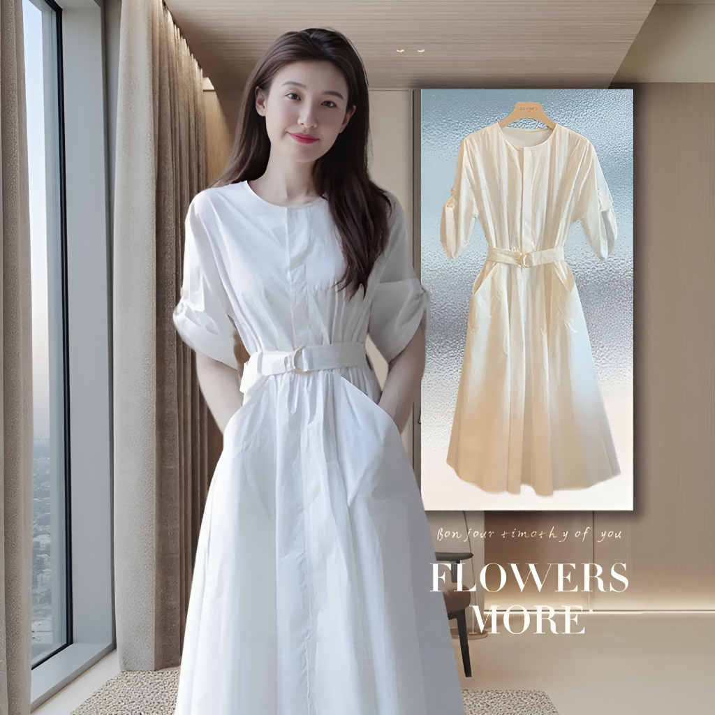 Jual Putih Dress Wanita Kekinian/Casual Dress White Simple Premium ...