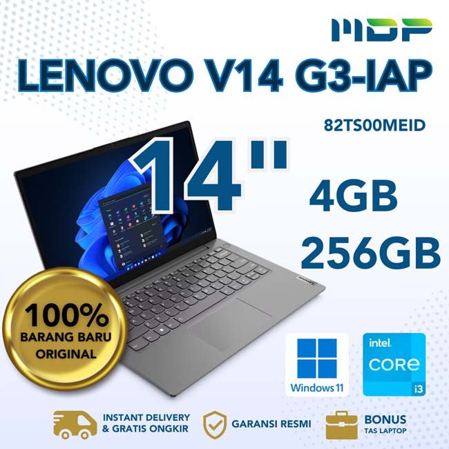 Jual LAPTOP LENOVO V14 G3-IAP (82TS00MEID) IRON GREY : INTEL CORE I3-1215U,4GB DDR4-3200,256GB ...
