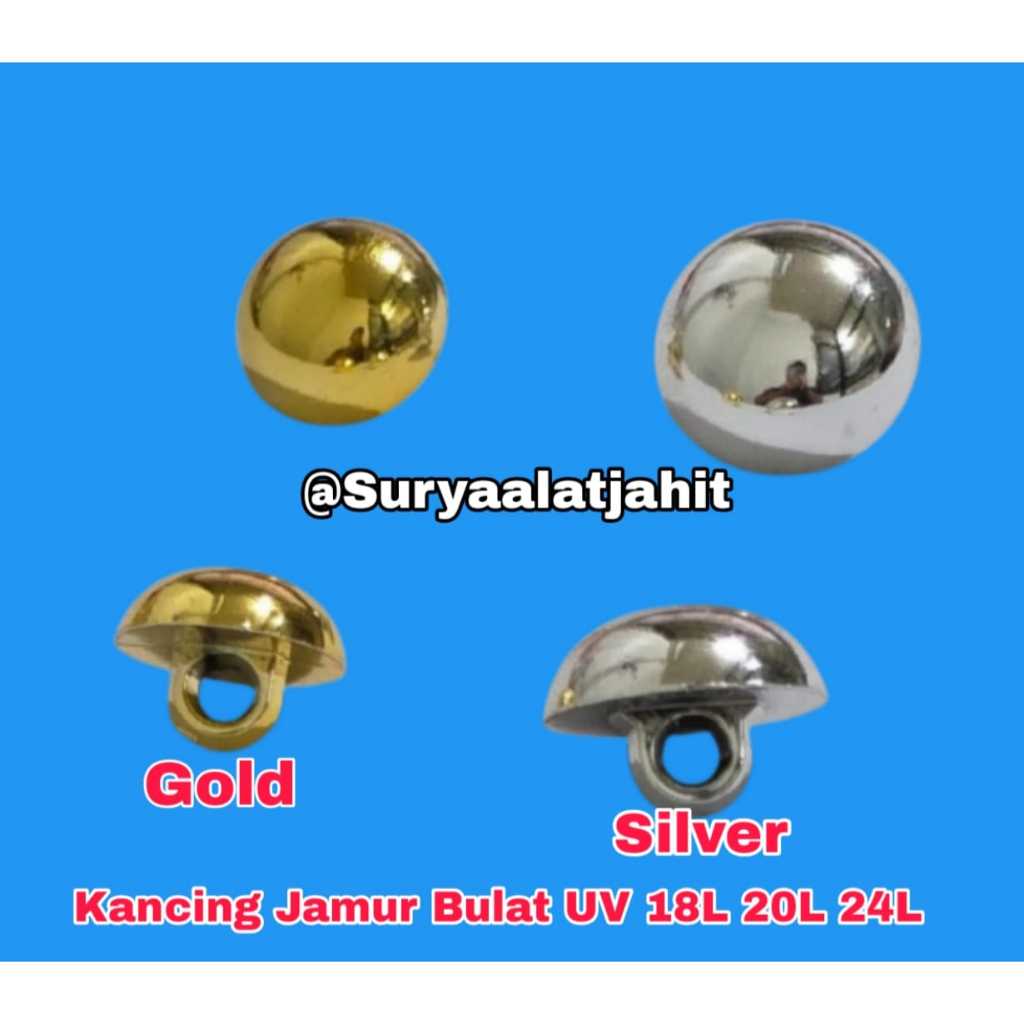 Jual kancing jamur bulat 20L/13mm Gold/Silver =rp.16.250/144pcs ...