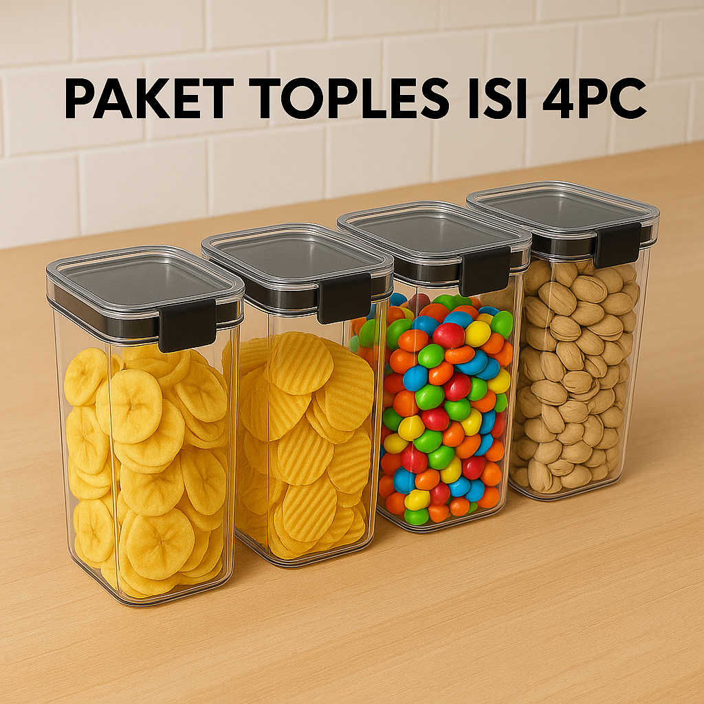 Jual Paket Hemat Toples Plastik Kotak Bening Kontainer Snack isi 4pcs ...