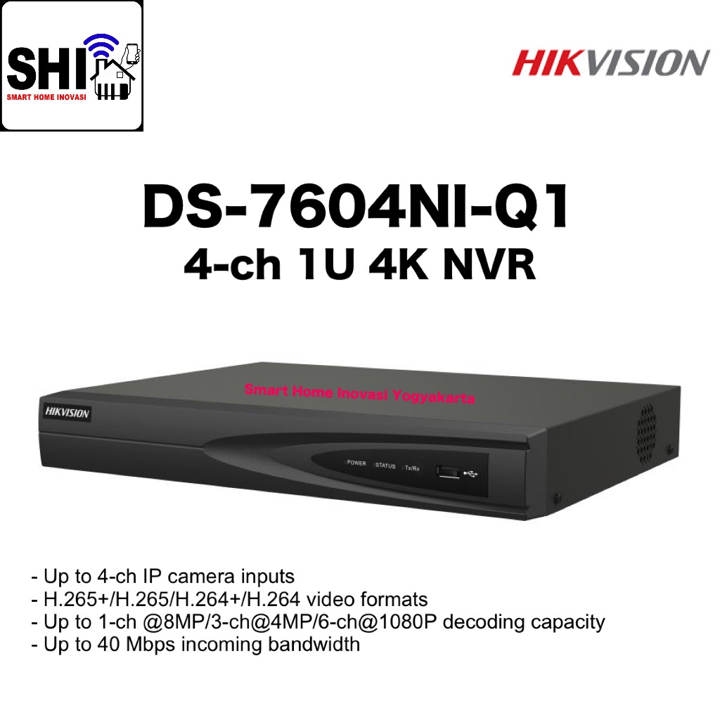 Jual HIKVISION NVR 4 Channel 1U 4K NVR DS-7604NI-Q1 | Shopee Indonesia