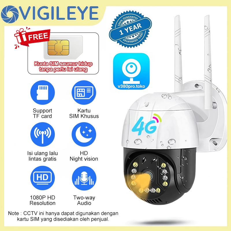 Jual V380 Pro 4G Smart CCTV Camera 1080P HD 360° PTZ Outdoor Waterproof ...