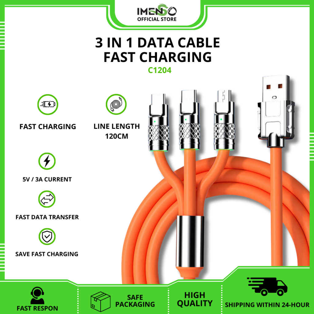 Jual IMENSO Kabel Data 3in1 Fast Charging Charger Type C Micro USB ...