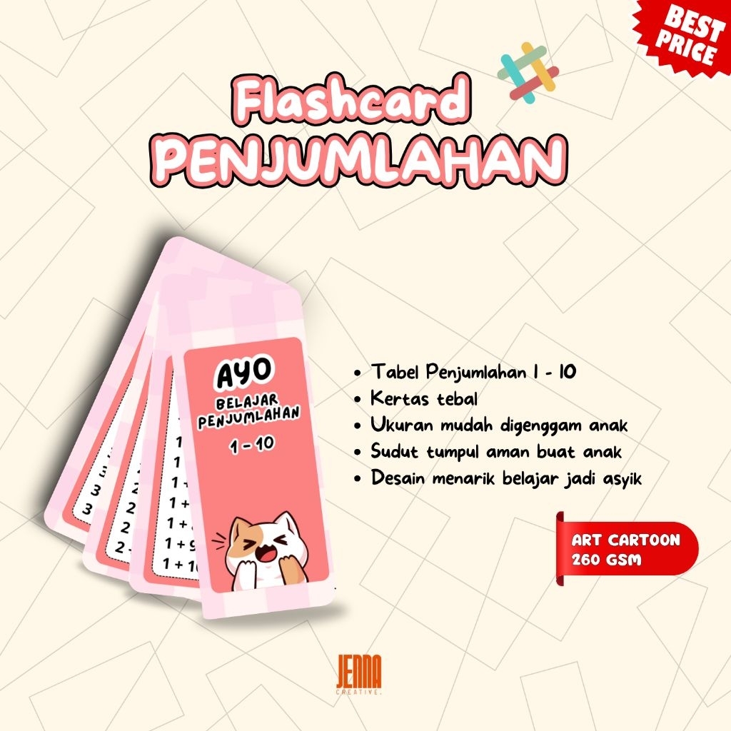 Jual [JENNA CREATIVE] Flashcard edukasi anak 1-10 penjumlahan ...