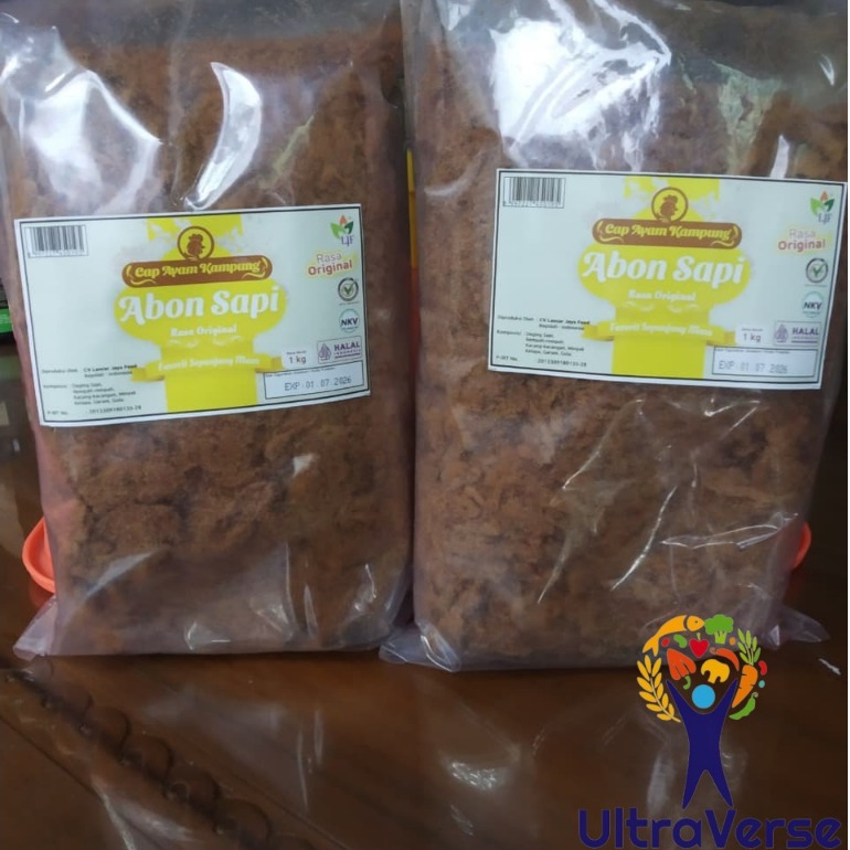 Jual Abon Sapi cap Ayam Kampung 1Kg Premium abon 1 Kg HALAL Abon Sapi ...