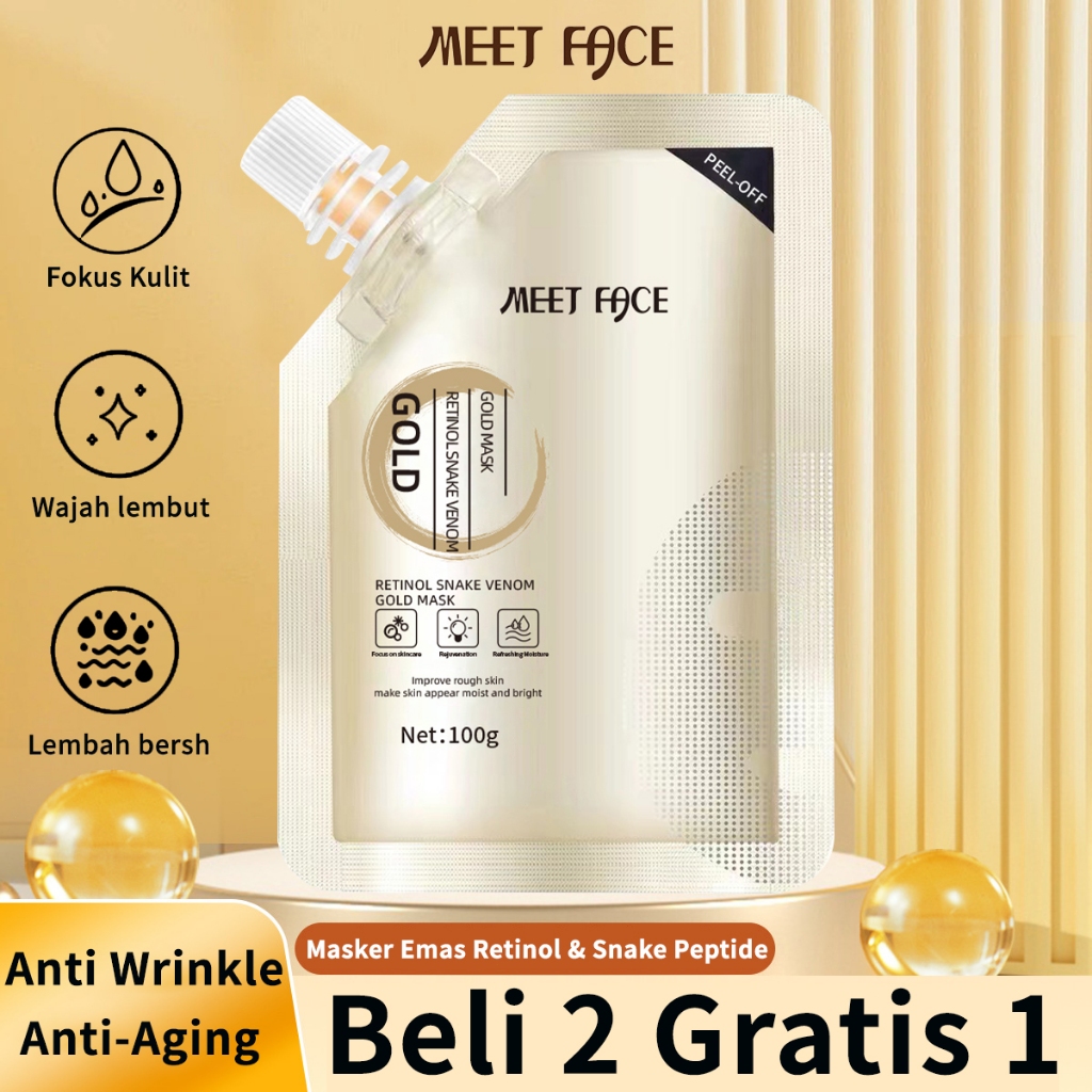 Jual 【COD ORI】MEET FACE Masker Emas Retinol + Bisa Ular - Pelembab Deep ...