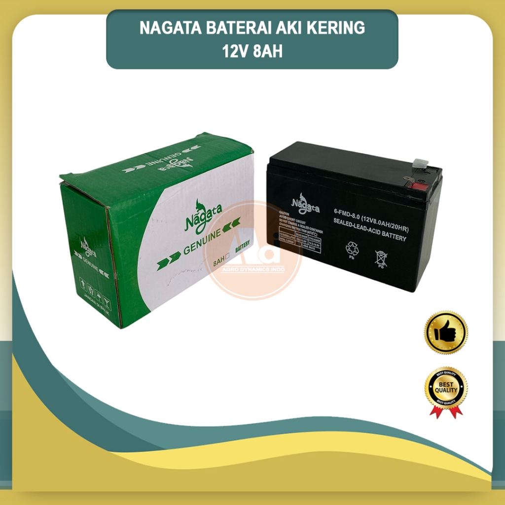 Jual NAGATA Baterai Aki Kering 12V 8AH – Accu Sprayer Elektrik 2kg ...