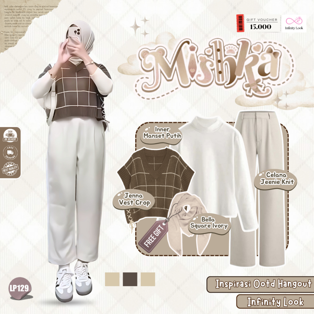 Jual Sasa Setelan Rompi Wanita Kekinian ( Hijab + Inner + Vest + Knit ...