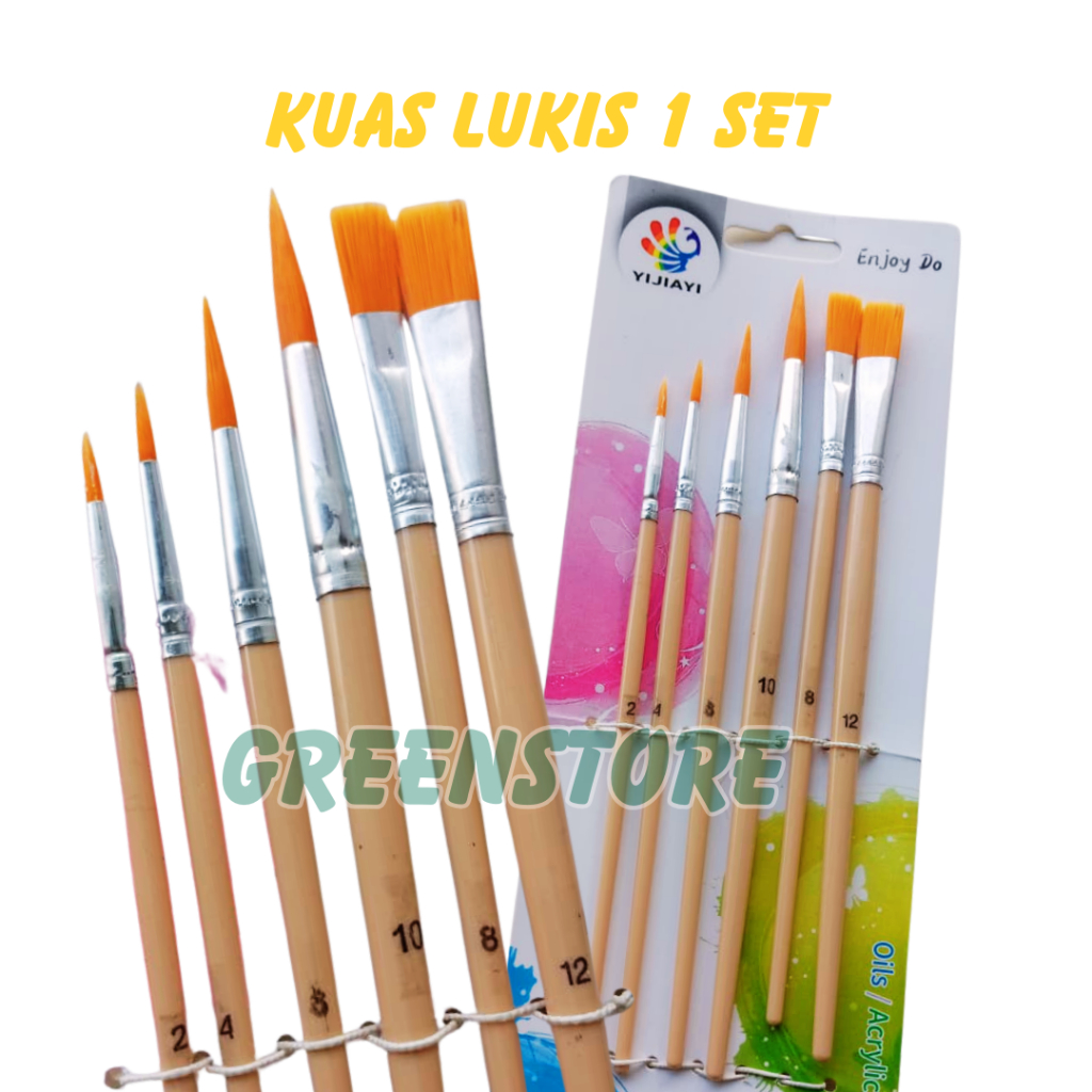 Jual KUAS CAT AIR/ BRUSH/ LUKIS/ ACRYLIC ISI 6 | Shopee Indonesia
