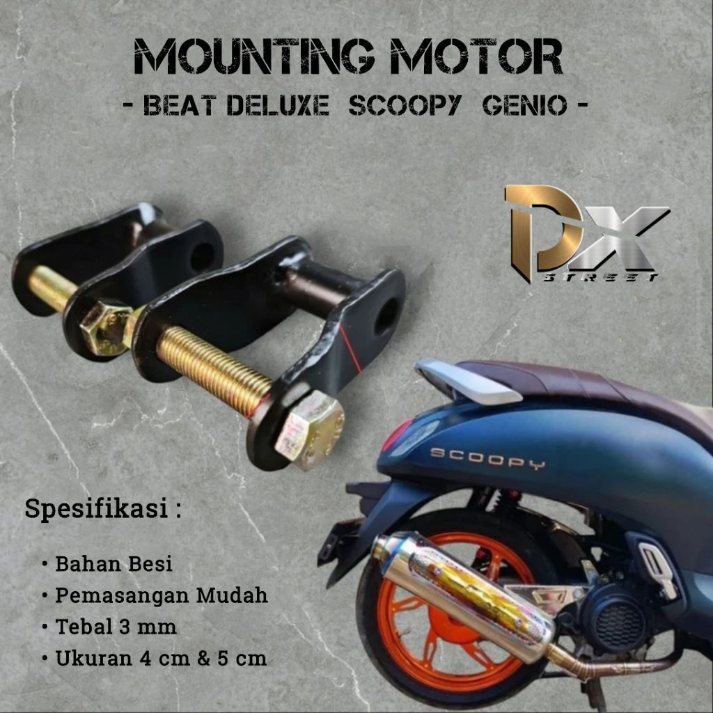 Jual MOUNTING MOTOR BEAT DELUXE SCOOPY GENIO UKURAN 4CM & 5 CM | Shopee ...