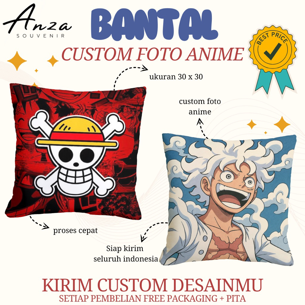Jual BANTAL ONE PIECE / BANTAL CUSTOM ANIME / BANTAL FOTO CUSTOM ...