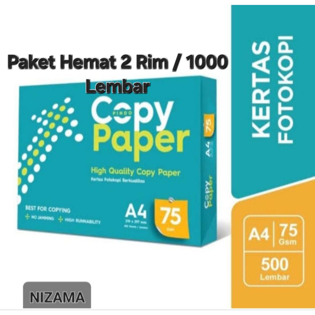 Jual 2 Rim Kertas HVS Copy Paper A4 75 Gsm, Kertas Fotocopy A4 75 gr ...