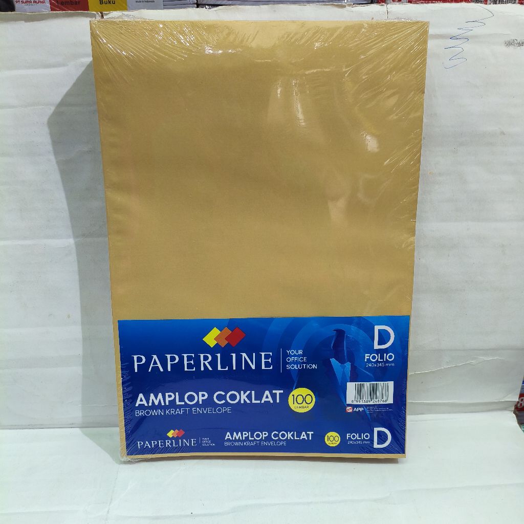 Jual PAPERLINE AMPLOP COKLAT FOLIO 100lembar / pack | Shopee Indonesia