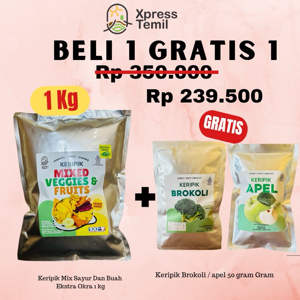 Jual keripik sayur dan buah mix kemasan 1 kg 1000 gram | Shopee Indonesia