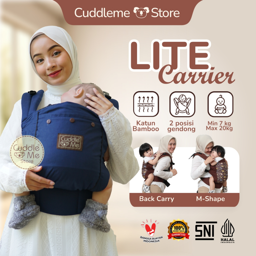Jual Cuddle Me Lite Carrier Solid - Gendongan Bayi BB 7-20kg 2 Posisi ...