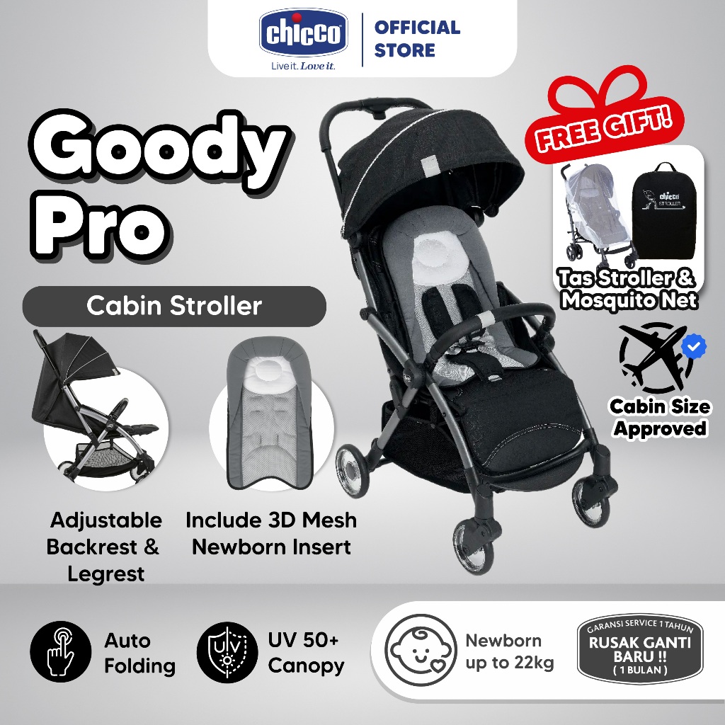 Jual Chicco Stroller Goody Pro Cabin Size Autofold Travelling Stroller ...