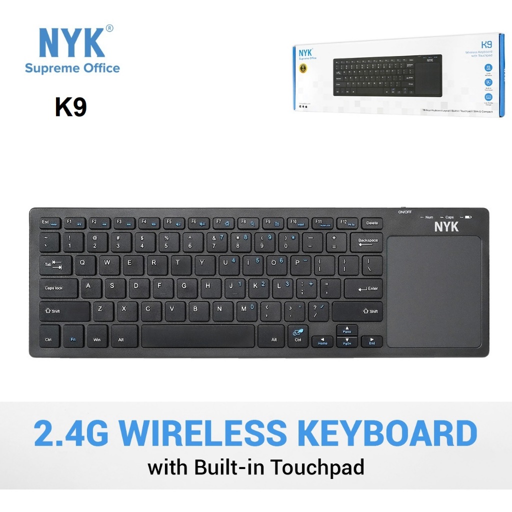 Jual NYK Keyboard Wireless 2.4Ghz K9 with Touchpad Smart Silent Multi ...