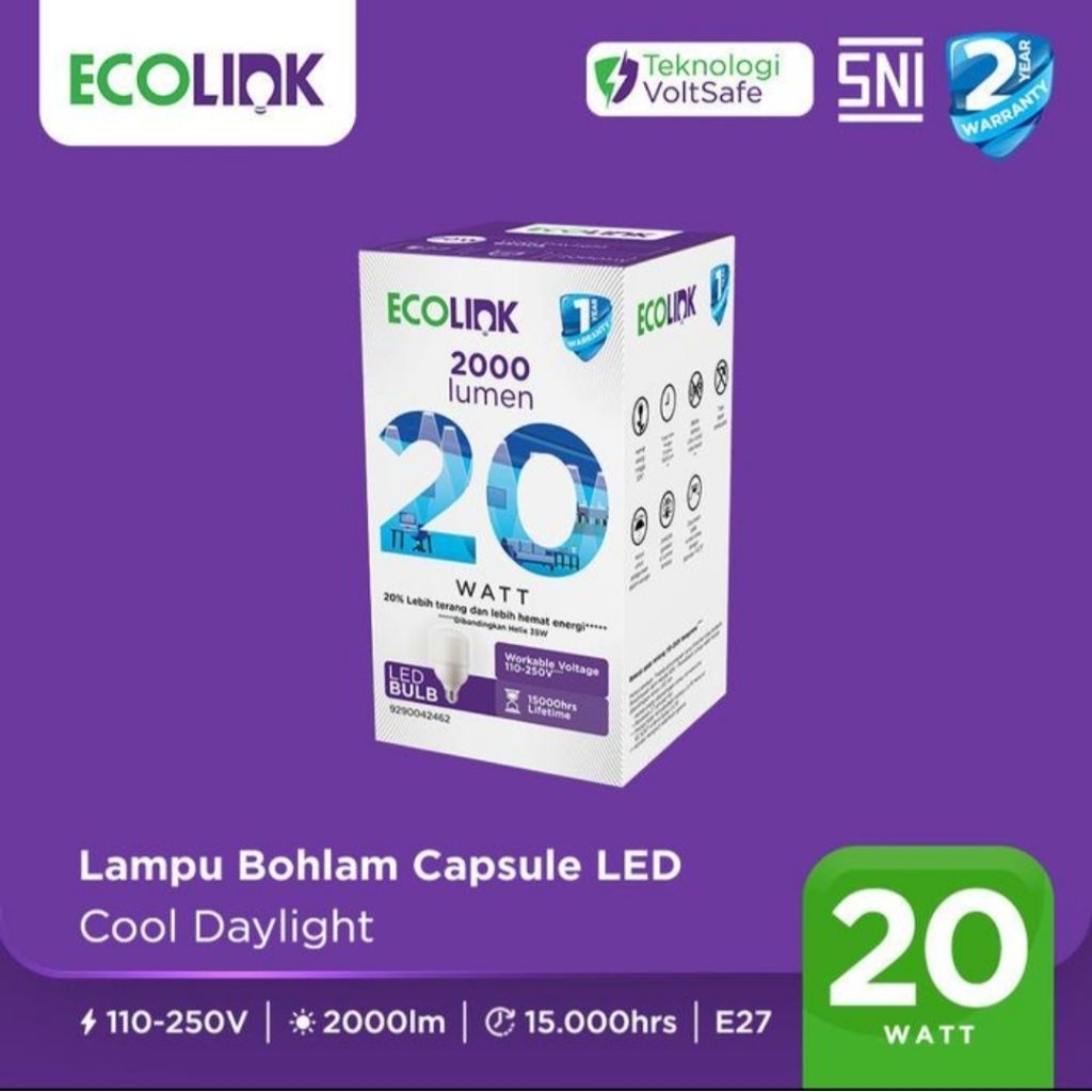 Jual Ecolink HB MV Lampu Bohlam Kapsul 20W 28W 38W 6500K Cool Daylight ...